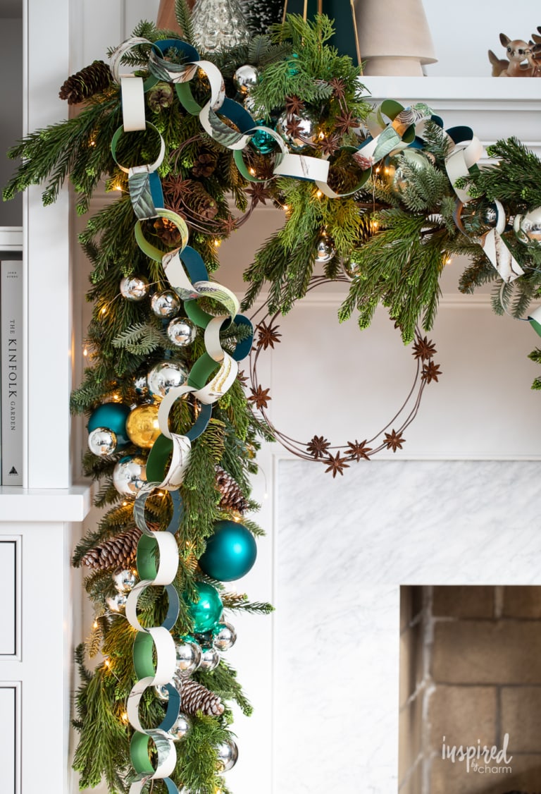 Christmas Paper Chain Made with Wallpaper