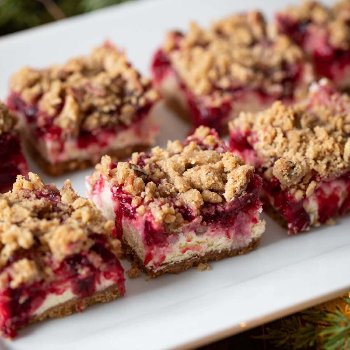 Cranberry Cheesecake Bars with Crumble Topping