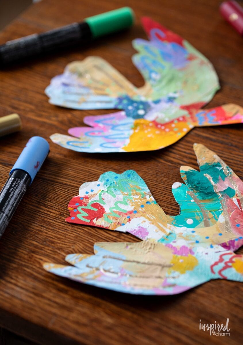 Handmade Paper Plate Doves Christmas Decor