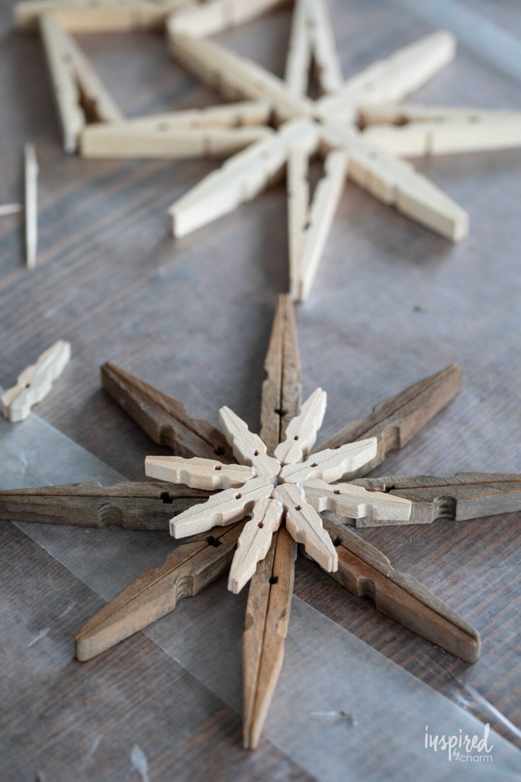 Handmade Clothespin Snowflakes