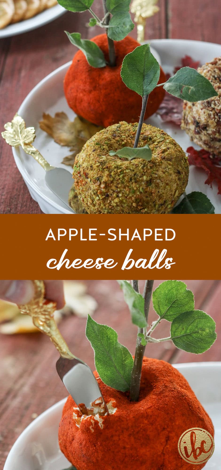 Apple-Shaped Cheese Balls for Fall
